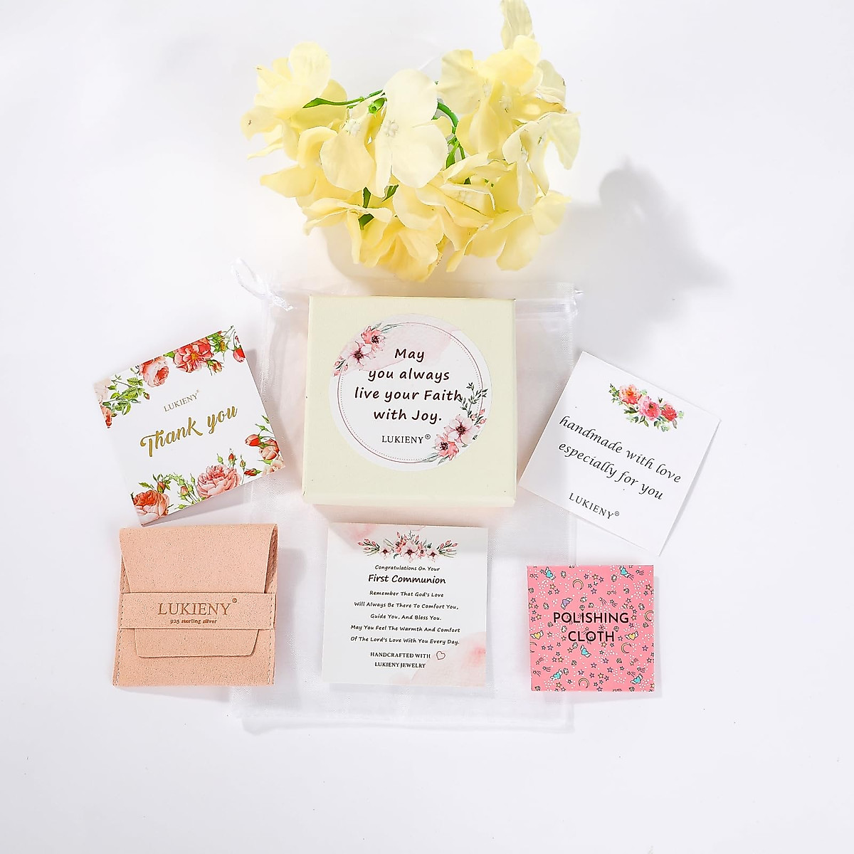 LUKIENY Dainty Sterling Silver Cross Necklace for Girls First Communion Gifts for Girls Confirmation Gifts for Teenage Girl Baptism Gifts Goddaughter Gifts (cross necklace for girls)