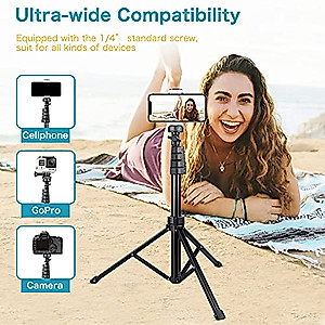 Aureday 62" Phone Tripod Accessory Kits, Camera & Cell Phone Tripod Stand with Wireless Remote and Universal Tripod Head Mount, Perfect for Selfies/Video Recording/Vlogging/Live Streaming