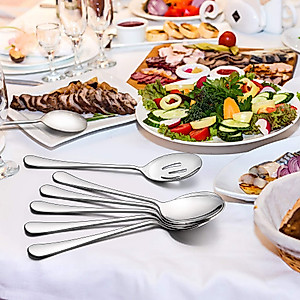 LIANYU 3 Serving Spoons, 3 Slotted Serving Spoon, Stainless Steel Party Buffet Catering Dinner Banquet Serving Spoons, 8 3/4 Inch, Mirror Finish, Dishwasher Safe