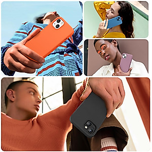 Miracase Designed for iPhone 13 Case, with Tempered Glass Screen Protector, [Soft Anti-Scratch Microfiber Lining], Shockproof Liquid Silicone Rubber Phone Cover Case for 13 6.1 inch(Black)