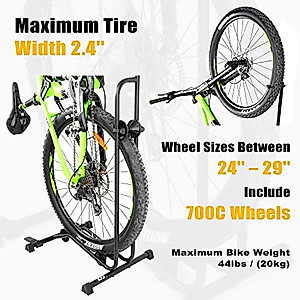 CyclingDeal Upright Bike Stand - Premium Quality Vertical & Horizontal Adjustable Bicycle Floor Parking Rack - Safe & Secure for Storing MTB Road Bikes - Pack of 2