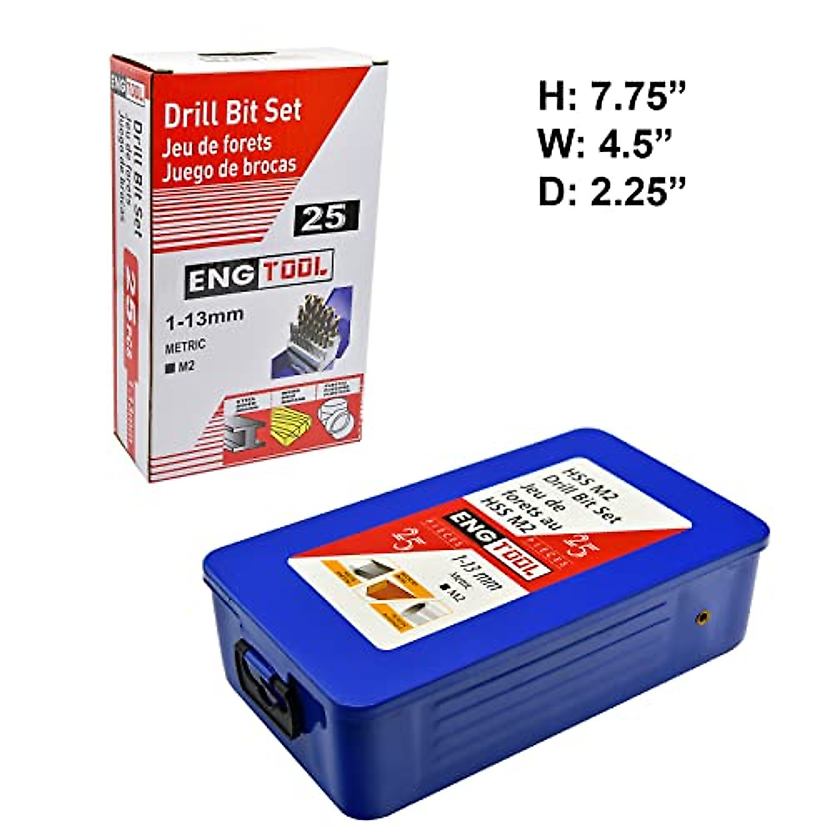 MaxTool 25 Pieces Drill Set 25PCs/25-Piece Twist Drill Bit Set High Speed Steel M2 Fully Ground 1-13mmx0.5mm Metric; JBS02H10R025P