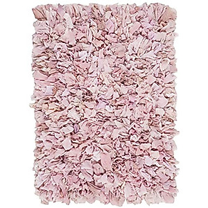 SAFAVIEH Rio Shag Collection Accent Rug - 3' x 5', Light Pink, Handmade Decorative, 3.5-inch Thick Ideal for High Traffic Areas in Entryway, Living Room, Bedroom (SG951R)