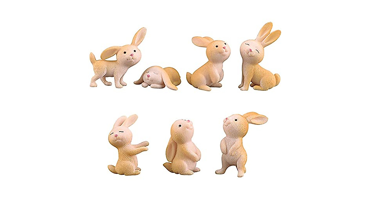 7 Pcs Rabbit Figurines Set - Perfect Kids' Gifts