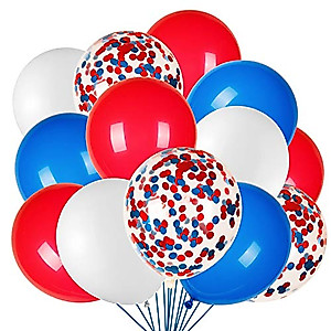 JOYYPOP 80Pcs Red White and Blue Latex Balloons with Confetti Balloons for 4th of July Decorations Independence Day Patriotic Anniversary