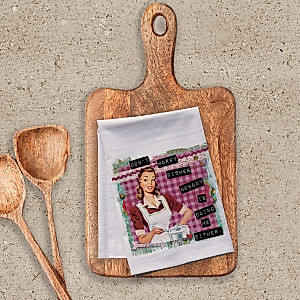 Sarcastic Vintage Housewife Funny Kitchen Towel, premium retro flour sack tea towel, snarky gifts for women MADE IN THE USA (Nobody's Doing Me Either)