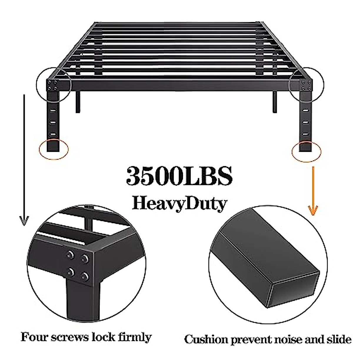 COMASACH Twin Size Bed Frame 12" High Heavy Duty Platform Bed Frame,Sturdy Steel Frame,Support up to 3500lbs,No Box Spring Needed,Noise-Free,Easy Assembly
