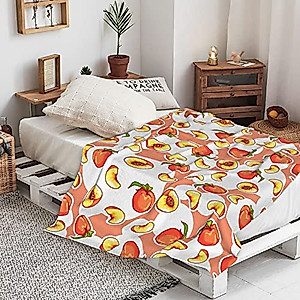 Peach Throw Blanket Super Soft Warm Bed Blankets for Couch Bedroom Sofa Office Car, All Season Cozy Flannel Plush Blanket for Girls Boys Adults, 70 X 50 Inch