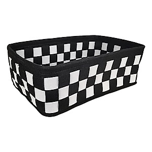 curfair Storage Basket Black and White Checkerboard Desk Makeup Organizer Large Opening Black White L