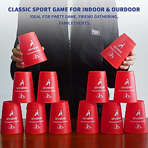 Aivalas Stacking Cups, Quick Stack Cups Game with 12 PCS Stacking Cups & Durable Carry Bag, Classic Stacking Games for Kids Adults Family(Red)