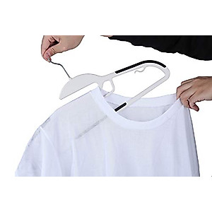 Finnhomy 50 Pack Plastic Hangers, Durable Clothes Hangers with Non-Slip Pads, Space Saving Easy Slide Organizer for Bedroom Closet, Great for Shirts, Pants, White