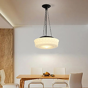 OQHAIR French Minimalist Glass Chandelier Retro Creative Wrought Iron Pendent Lamp Home Bedroom Bedside Restaurant Porch Suspended Chandelier LED Variable Light Indoor Lighting