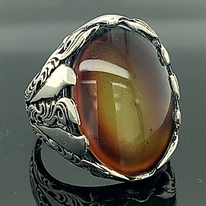 Handmade Ring, Silver Oval Sense Stone Ring, Color Changing Ring, Color by Temperature Mood Charm, 925k Sterling Silver Ring