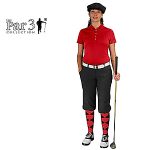 Golf Knickers Black Womens 'Par 3' - Microfiber - Size 2