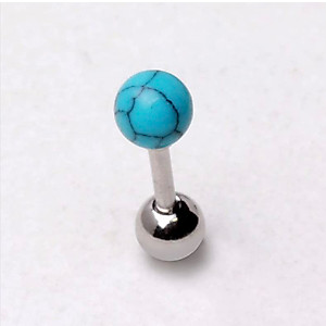 Amelia Fashion 16 Gauge Turquoise Stone Tragus/Cartilage Earring Stud 316L Surgical Steel (Turquoise)
