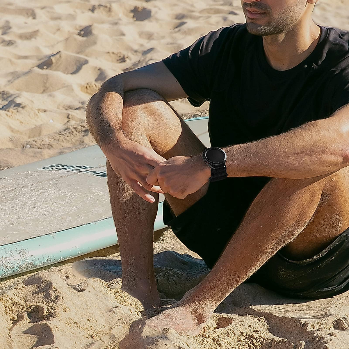 Nereides Band Compatible with Samsung Galaxy Watch 7 6 5 4 40mm 44mm/ Watch 6 4 Classic/Watch 5 Pro/Watch 3 Classic 41mm/Active 2, 20mm Nylon Replacement Sports Strap for Men Women(Black,L)