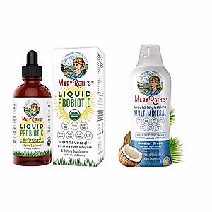 Liquid Probiotics & Liquid Multimineral Coconut Bundle by MaryRuth’s | Immune Support | Digestion Support | Magnesium, Calcium & MSM, NO Melatonin Supplement.