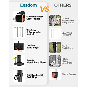 Eesdom 10in x 15in Canopy Tent with Roller Bag, Easy Up Pop Up Tent, 300D Silver-Coating Outdoor Shelter, 4 Stakes & 4Sandbags & 4 Ropes, Blue