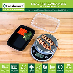 Freshware Meal Prep Containers [50 Pack] 1 Compartment with Lids, Food Storage Containers, Bento Box, BPA Free, Stackable, Microwave/Dishwasher/Freezer Safe (28 oz)