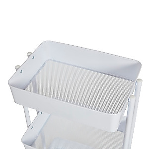 ECR4Kids 3-Tier Metal Rolling Utility Cart, Multipurpose Storage, White