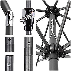 Chi Mercantile Outdoor Living Patio Market Round 9 Ft. 8-Rib Umbrella Tilt System Hand Crank Sun Shade Water and Fade Resistant (Purple)