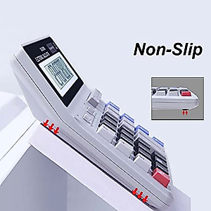 Large Desk Calculator, Basic Scientific Calculators Desktop, 12 Digits Battery Dual Power Mechanical Calculator with Big Button Large Display, 4 Function Financial Calculator for Kids (Grey)