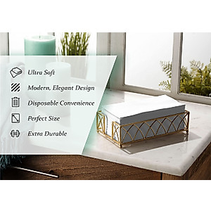 Servietto Disposable Linen-Feel Guest Towels [Pack of 200, 12" x 17"] - Cloth-Like Hand Bathroom Napkins - Made In USA, Soft and Absorbent Paper Napkin for Kitchen, Bathroom, Party, Wedding, Or Event