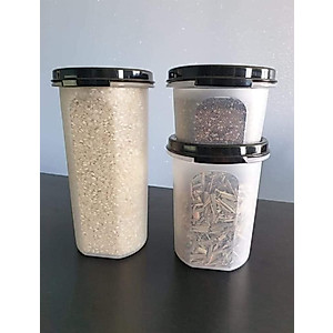 Tupperware Modular Mates Round Containers Set of 4 Sizes Black Seals