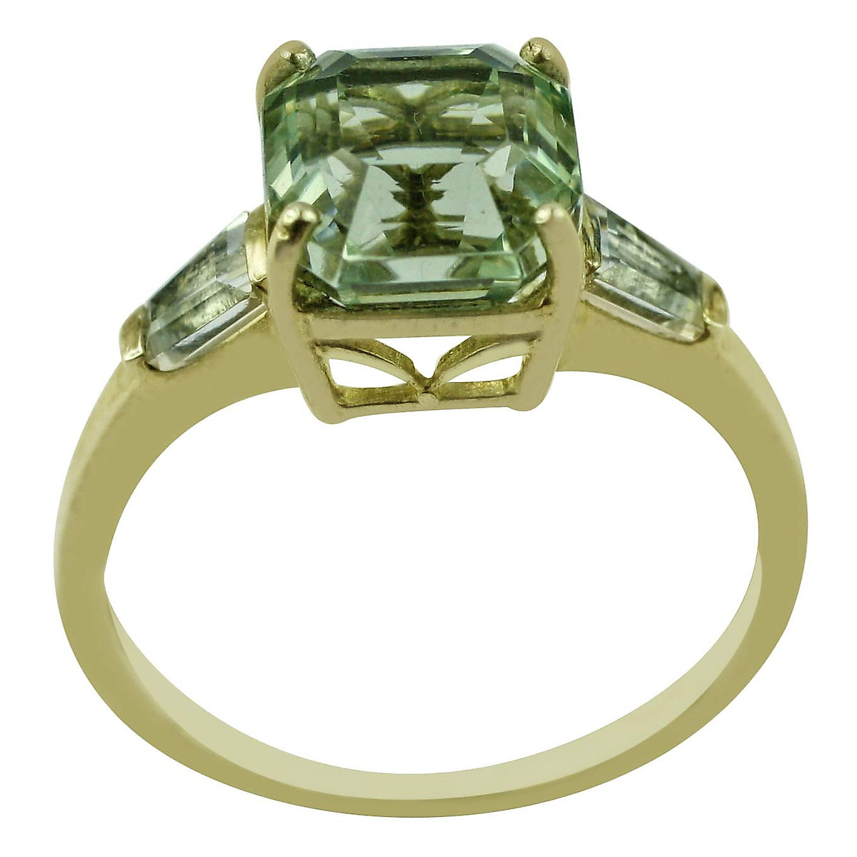 Carillon Green Amethyst February Birthstone Ring 8MM Natural Gemstone 925 Sterling Silver Ring Wedding Ring (Yellow Gold Plated) for Women (6)