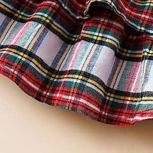 Mubineo Baby Girl Christmas Clothes Plaid Outfits Long Sleeve Romper Overall Skirt Dress Cute Newborn Outfit (Green Red White Plaid, 18-24 Months)