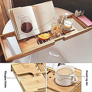 Abilen Bathroom Wooden Bathtub Tray Bath Shelf for Bath Caddy Wine Holder Tub Tray Over Bathtub Rack Support Storage Accessories