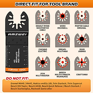 AMZWEI 154 Metal Wood Oscillating Tool Blade, Titanium Oscillating Saw Blades with Sandpaper, Quick Release Multi Tool Blades Kits for Dewalt Ryobi Milwaukee Rockwell Fein Makita