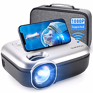 [Upgraded] Projector with WiFi, 8000L Mini Projector Portable Projector with Carrying Bag, Supports 1080P Full HD Projector with Phone/iPhone/Android/HDMI/USB/AV Port for Outdoor Movie