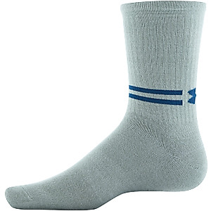 Under Armour Men's Essential Crew Socks, 6-Pairs, Khaki Gray/Khaki Gray/Deep Sea, Medium
