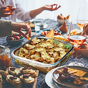 NUTRIUPS 2.4QT Square Glass Baking Dish,9x9In Square Baking Dish,Square Baking Pan,Glass Baking Dish for Oven