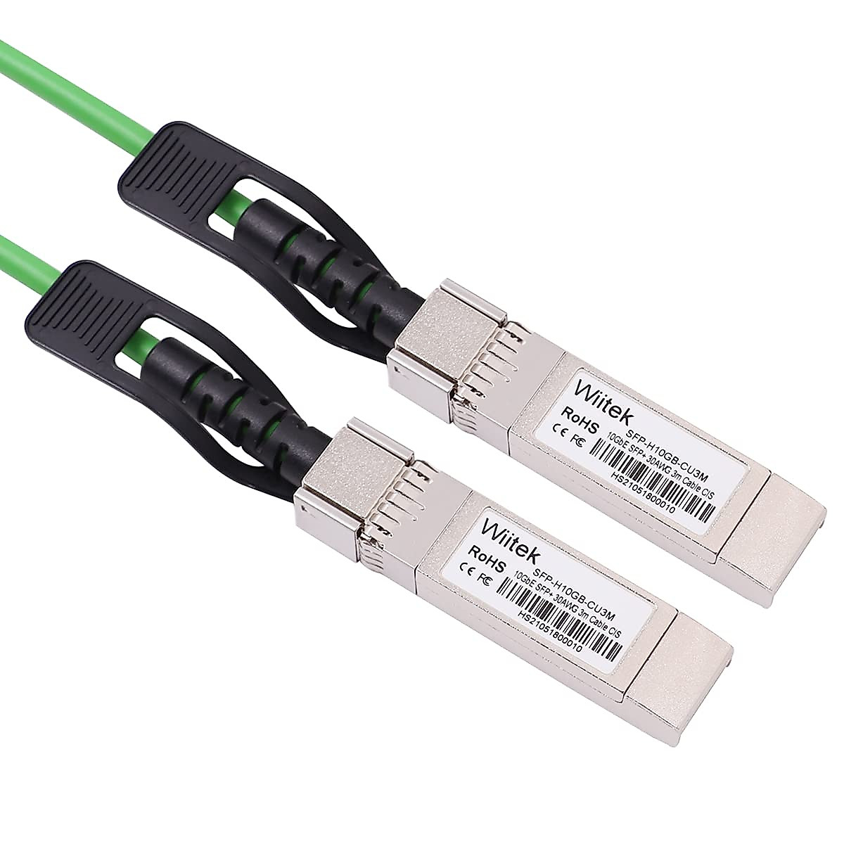 [Green Colored] 3m 10G SFP+ DAC Twinax Cable, 10Gbase-CU SFP+ Copper Cable, Compatible for Cisco SFP-H10GB-CU3M, Ubiquiti, Juniper, Mellanox, Mikrotik, Netgear, Supermicro, Open Source Switches