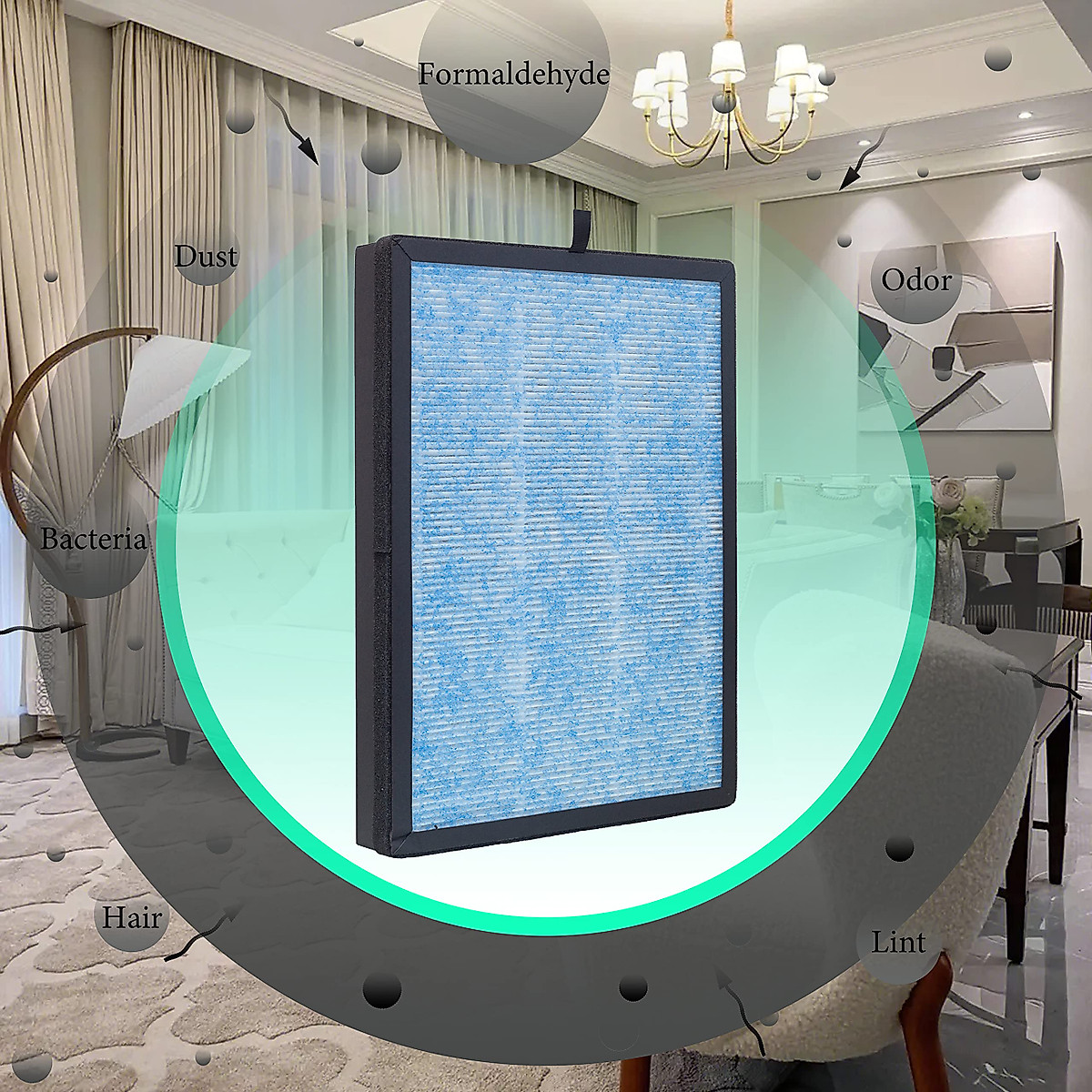 Nyingchi AP1002 Replacement Filter,Compatible with AIRTOK® AP1002 and Pure Morning APH230C Air Purifier, H13 True HEPA 3 in 1 Filter,2-Pack