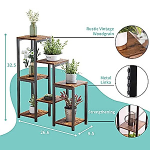 VonDream 3 Tier 7 Potted Plant Stand Indoor, Plant Stands for Indoor Plants Multiple, Corner Plant Shelf for Living Room, Tiered Plant Holder, Metal Plant Table