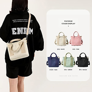 Japanese Handmade Large Capacity Multi-Pocket Handbag Canvas Tote Bag Crossbody Bag Purse Shoulder Handbags (Pink)