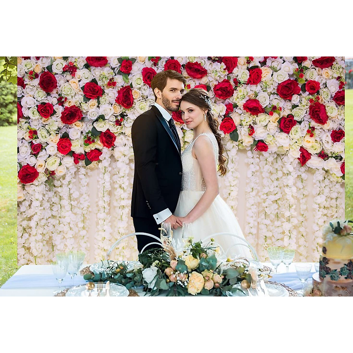 CSFOTO 10x8ft Wedding Backdrops for Reception Floral Backdrop for Wedding Shower Engagement Backdrop Flower Wall Backdrop Bridal Shower Background for Cradle Ceremony Backdrop for Proposal