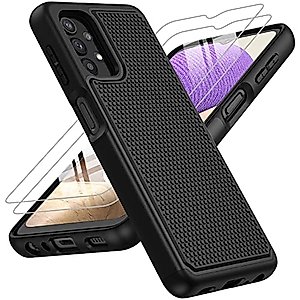 JXVM for Samsung Galaxy A32 5G Case: Dual Layer Protective Heavy Duty Cell Phone Cover Shockproof Rugged with Non Slip Textured Back - Military Protection Bumper Tough - 6.5inch (Matte Black)