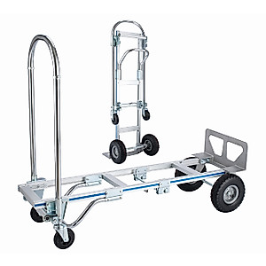 SmarketBuy Convertible Hand Truck 1000 LBS Weight Capacity 2 in 1 Heavy Duty Hand Truck Durable Aluminum and Steel Construction with Nose Plate 4 Wheels Hand Truck Dolly