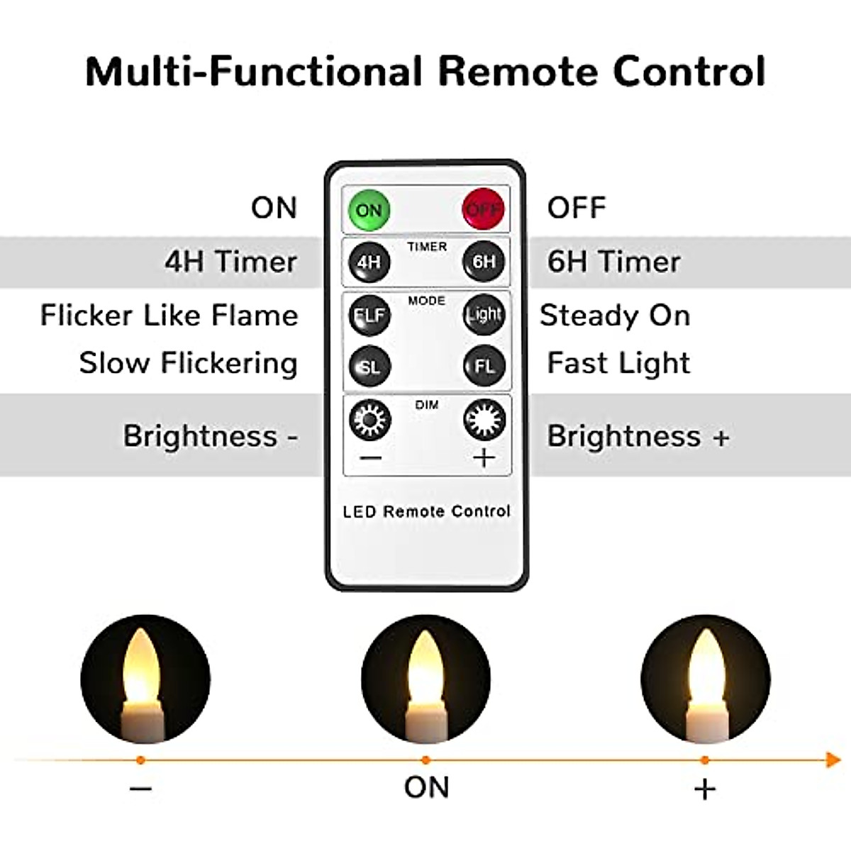PChero LED Taper Candles with Remote Timer, 6 Pack 7.9" Battery Operated Floating Tapered Candles Warm White Light for Halloween Christmas Wedding Party Church Decorations