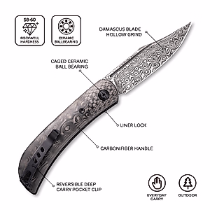 CIVIVI Damascus Pocket Knife for EDC, Appalachian Drifter II Folding Knife with 2.96" Clip Point Blade C19010C-DS3
