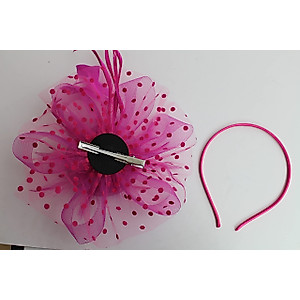 Fascinator Kentucky Hat for Women Tea Party Wedding.Church Derby Headband, 1920s Fascinator Hat with Clip-Hot Pink-01