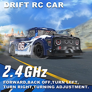 28℃ RC Car 2.4Ghz Remote Control 1:14 Scale RC Drift car for Adults Kids Gifts 4WD RTR High Speed RC Vehicle with LED Light (Blue) (Blue-Truck)