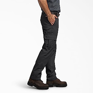 Dickies Mens Slim Straight Stretch Twill Cargo Pant, Black, 30x32