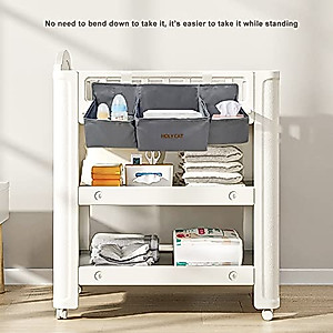 Holy Cat Hanging Baby Diaper Caddy Organizer with Paper Pocket for Changing Table Crib Playard Organization Nursery Organization Hanging Nursery-Grey…