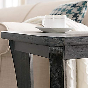 Leick Home 10305-RG Rustic Wire Brushed Driftwood Narrow Side Table with Shelf, Rustic Gray