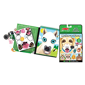 Melissa & Doug Make-a-Face Reusable Sticker Pad Animals 3-Pack (Safari, Farm, Pets) - Toddler Travel Toy Resuable Sticker Pads For Kids Ages 3+